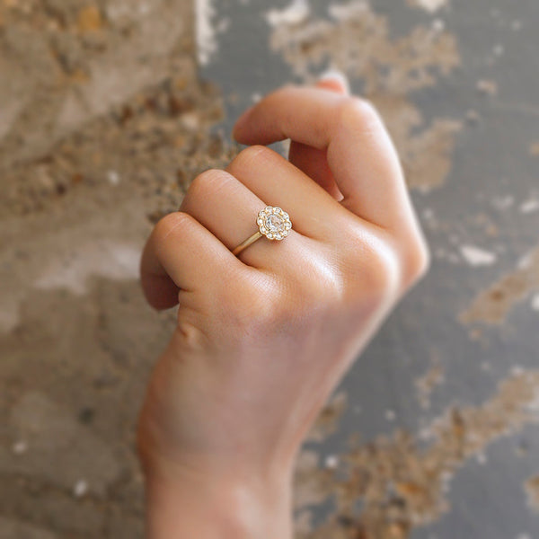 Mosaic Esther Ring Yellow Gold - Rose Cut Diamond - megan thorne