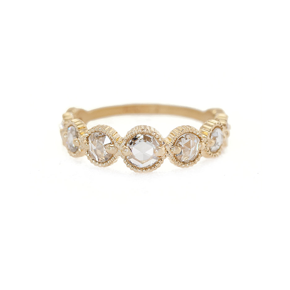 Ribbed Rose Cut Graduated Band - Yellow Gold - megan thorne